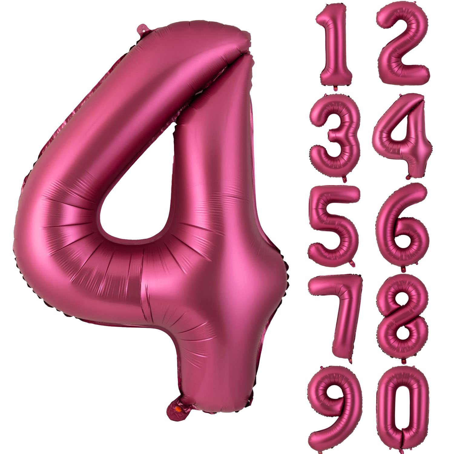 Amazon.com: Number 4 Balloons 40 Inch Wine Red Burgundy Foil Helium ...