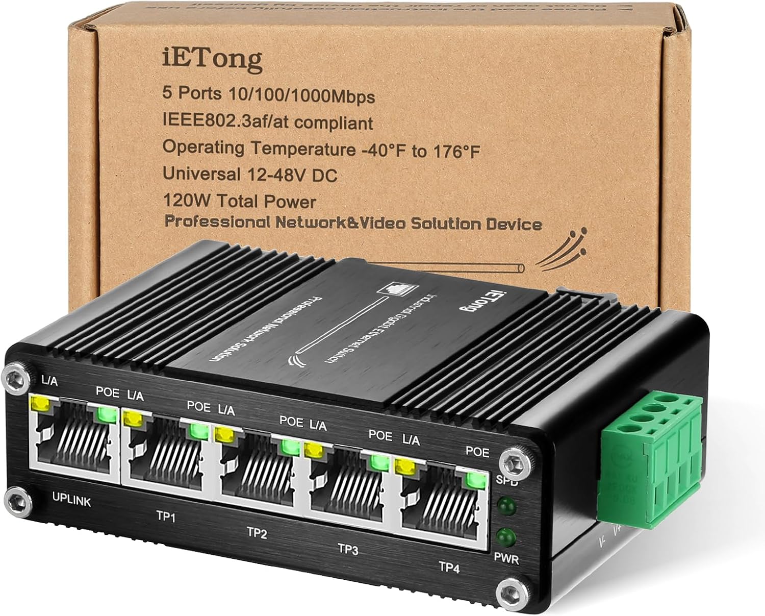 Industrial 5 puertos POE Gigabit Switch 120W 101001000Mbps RJ45 802 ...
