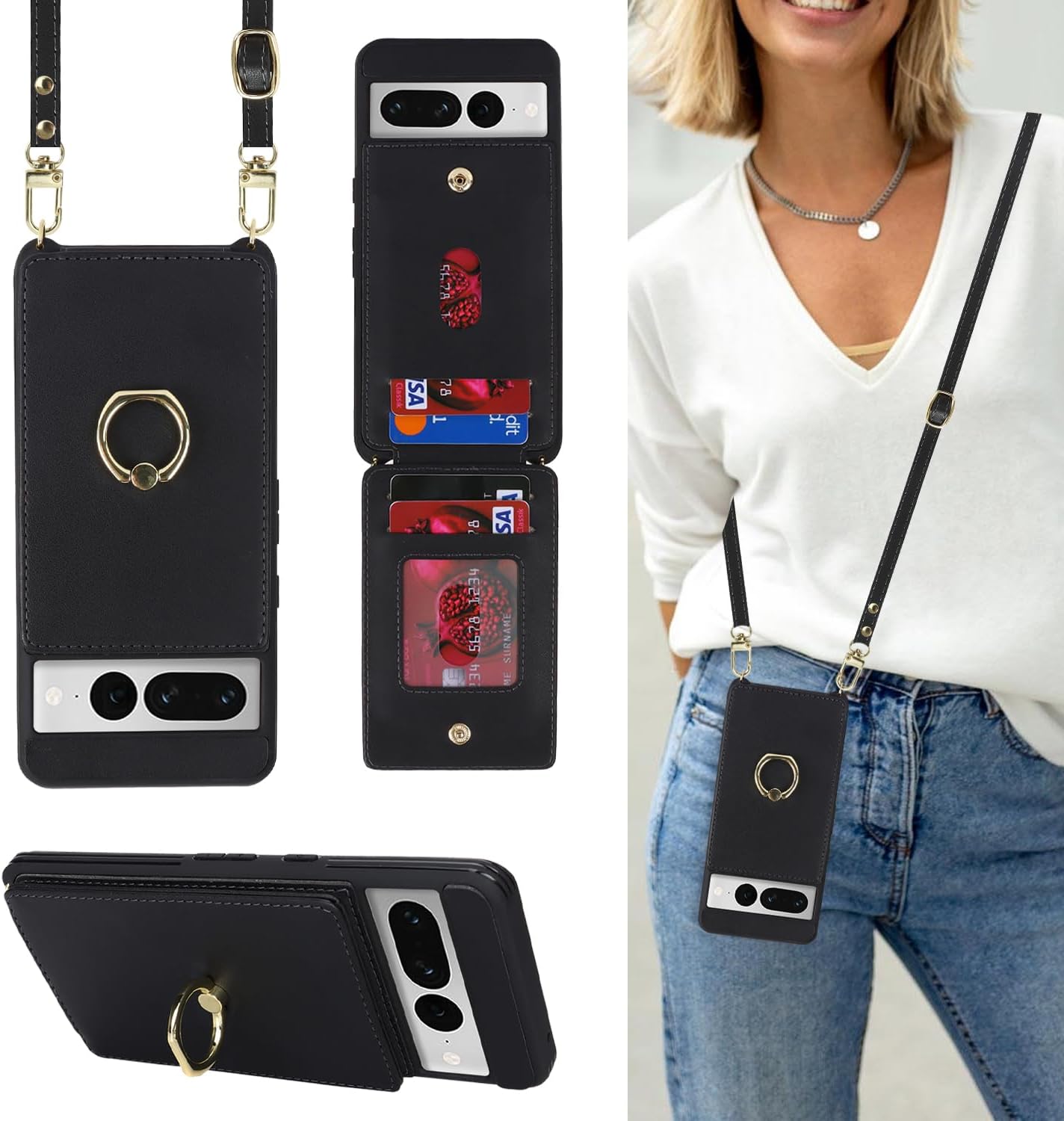 Amazon.com: Lipvina for Google Pixel 7 Pro Case with Card Holder and ...