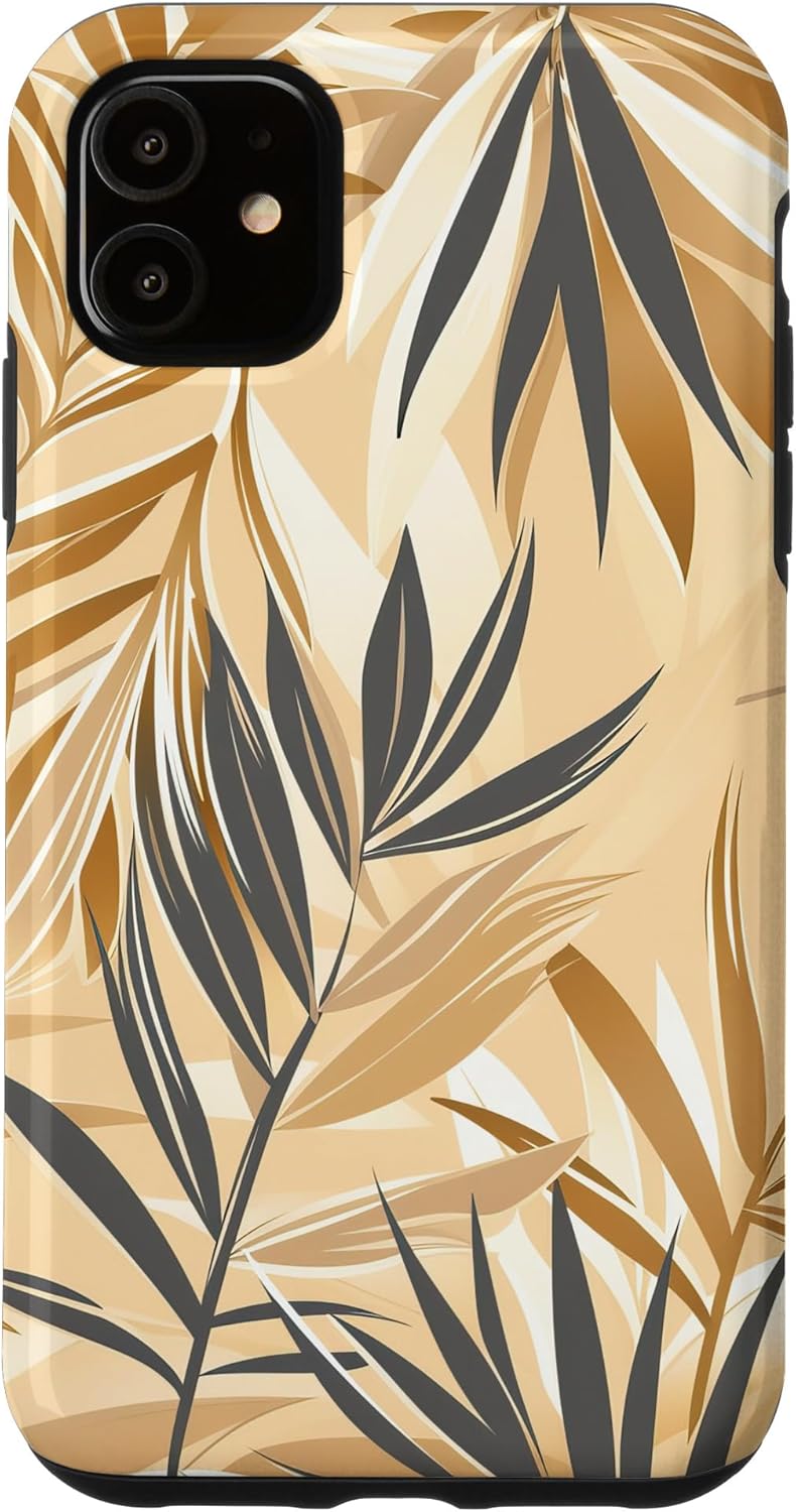 Amazon.com: iPhone 11 Elegant Kentia Palm Leaf Pattern Soft Neutral ...