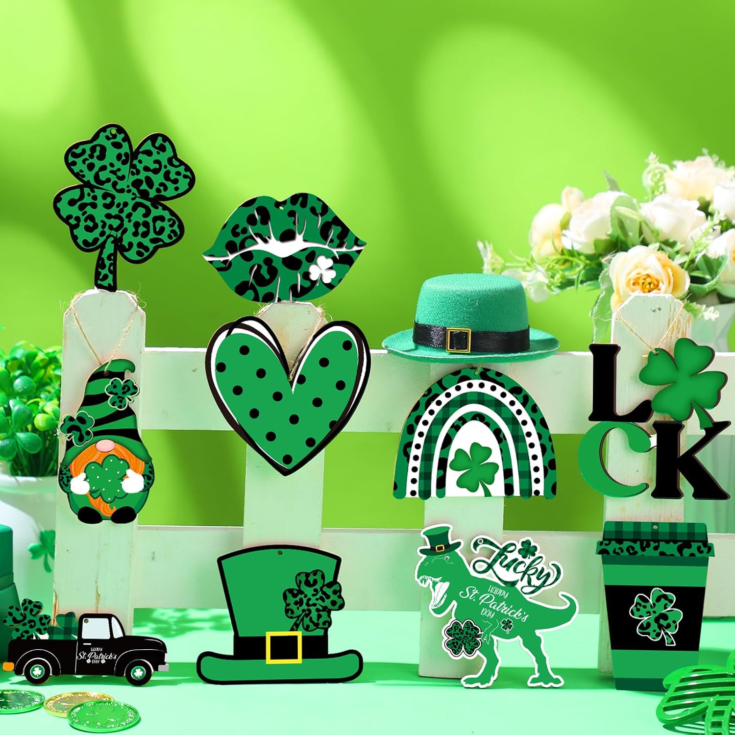 Anglechic 36 adornos de madera del día de San Patricio para árbol ...