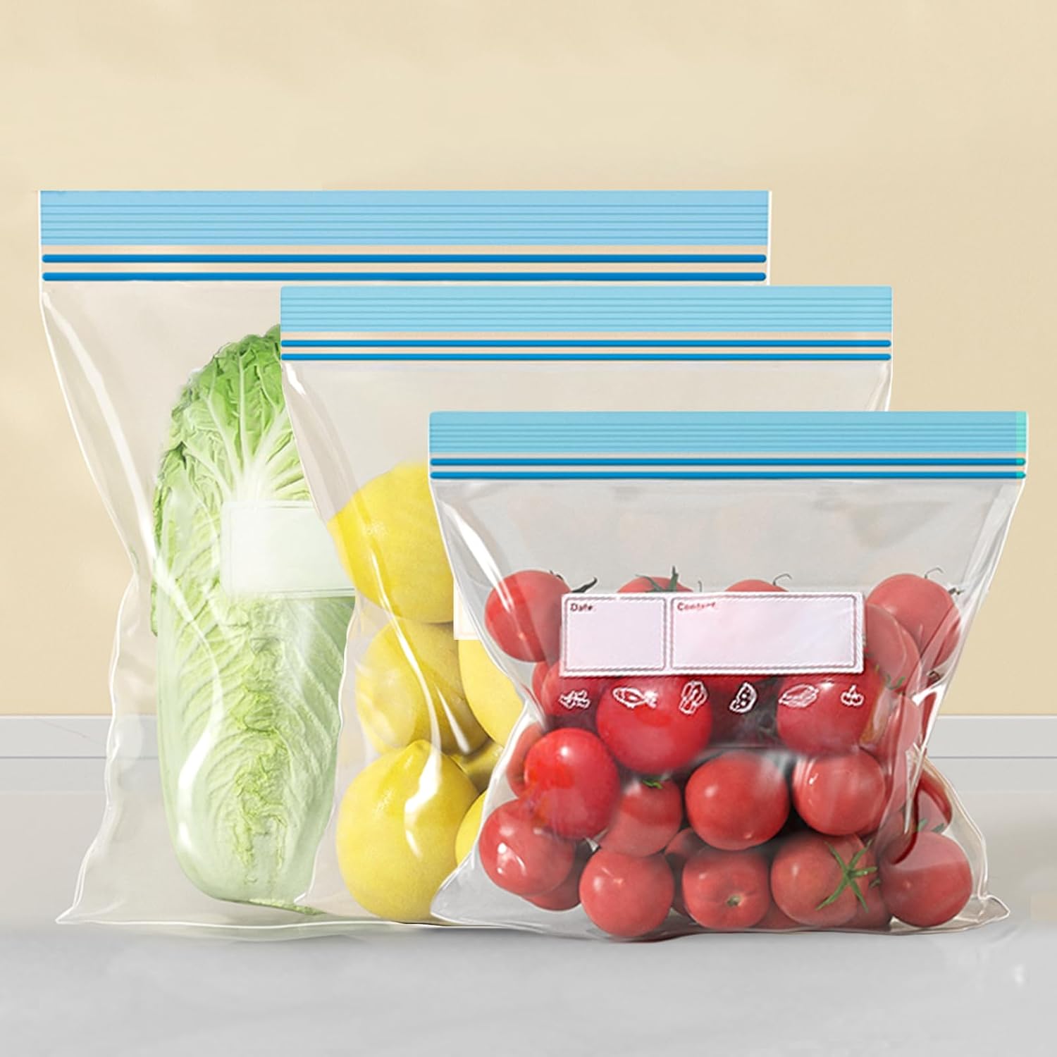 70Pcs Food Storage Freezer Bags (UK Company), Reusable Zip Lock ...