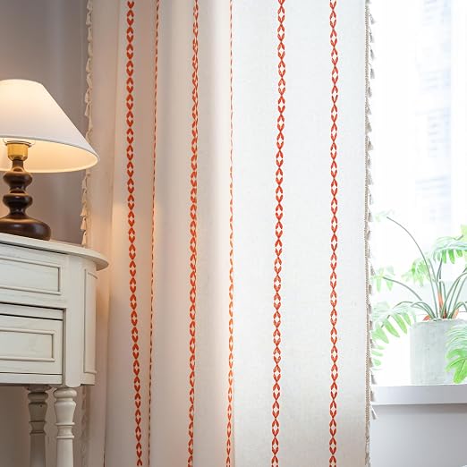 Amazon.com: Deeprove Rust Orange Boho Curtains 96 inches Length for ...