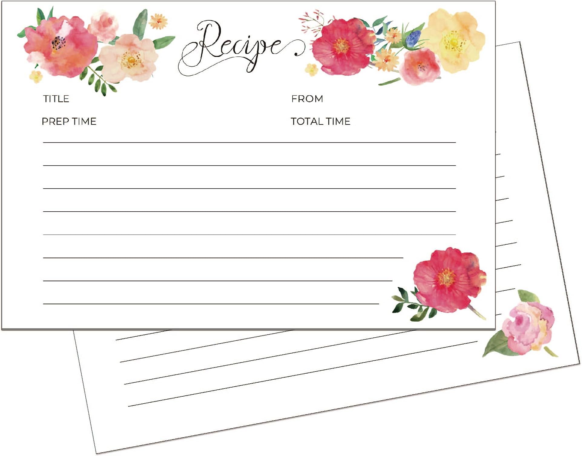 Amazon.com: 4x6 Recipe Cards, (Set of 50) Recipe Cards, Blank Recipe ...