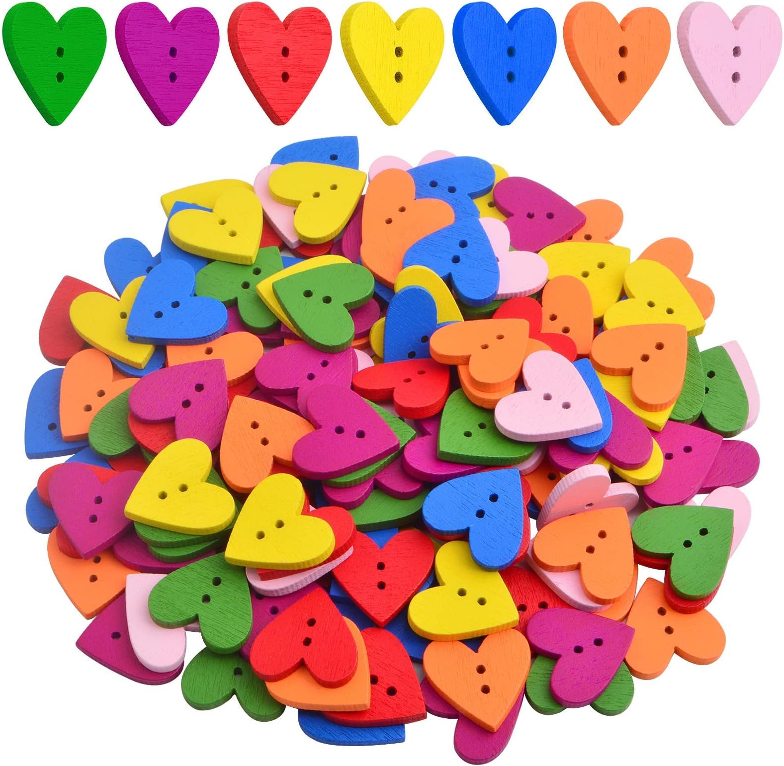 Amazon.com: PH PandaHall 100pcs 13mm Heart Wooden Buttons 2 Holes ...