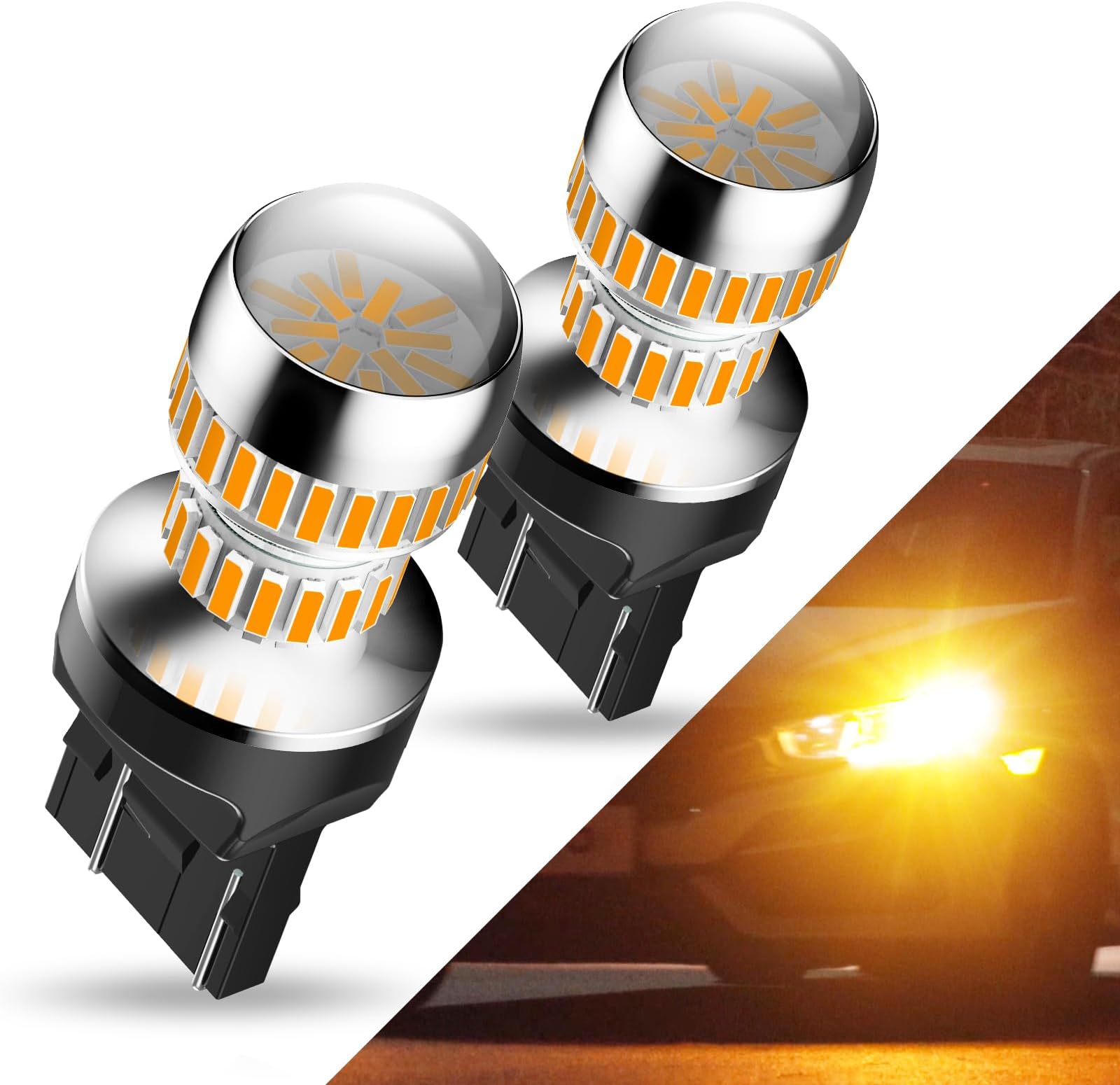 AUXITO 2024 Upgraded 7443 7440 LED Turn Signal Light Bulbs Amber Yellow ...