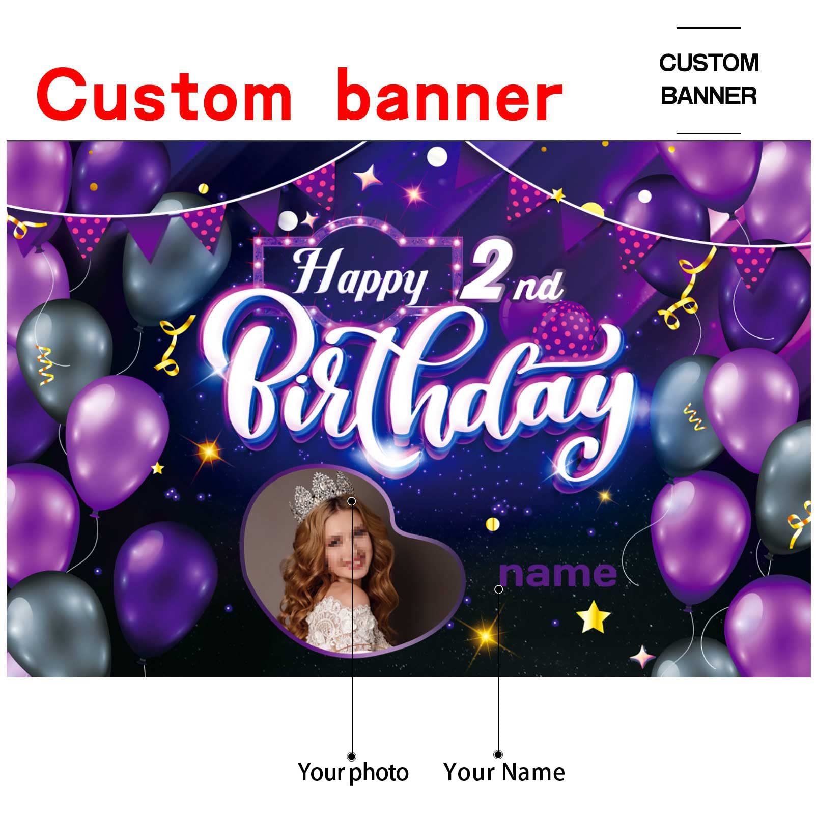 Snapklik.com : Custom Happy 2nd Birthday Decoration Banner ...