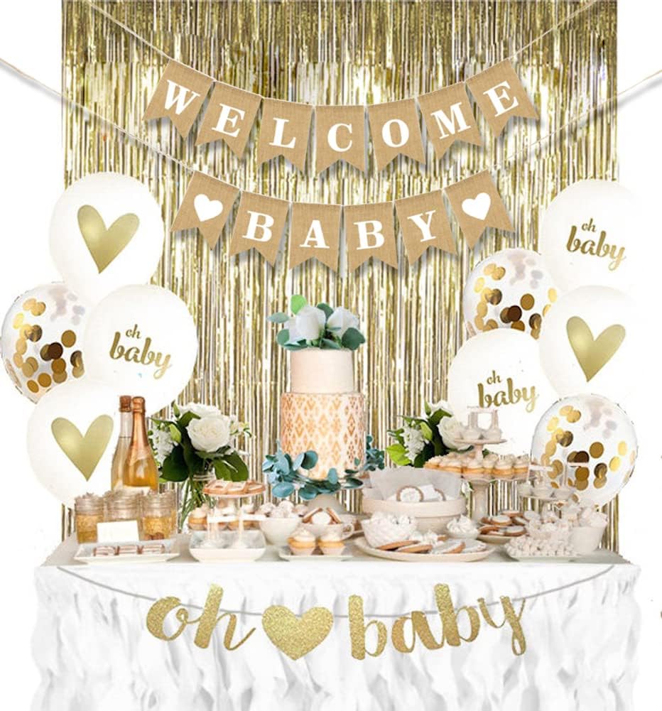Amazon.com: Gold Baby Shower Decorations Set for Girl or Boy Kit ...