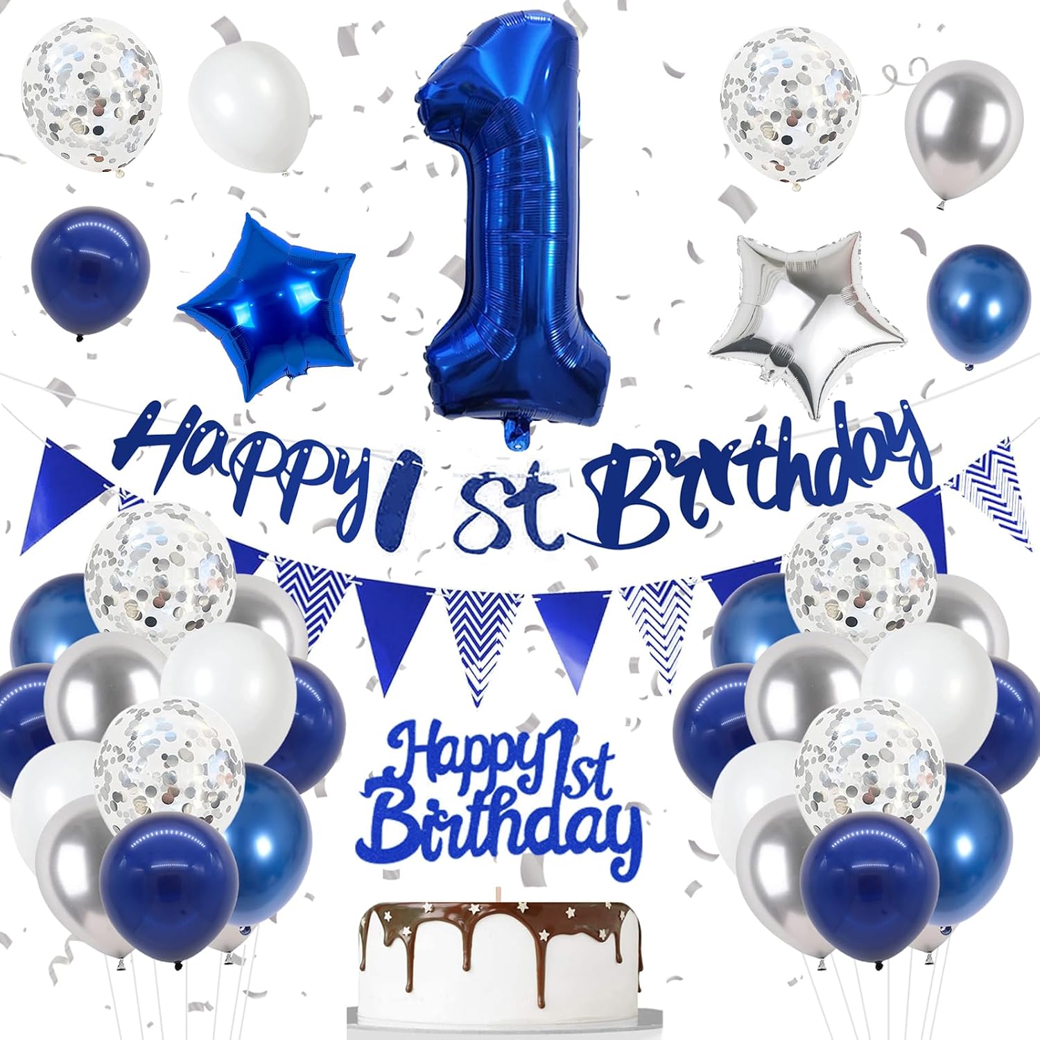 1st Birthday Decorations Blue,1st Birthday Decorations for Boy,1st ...