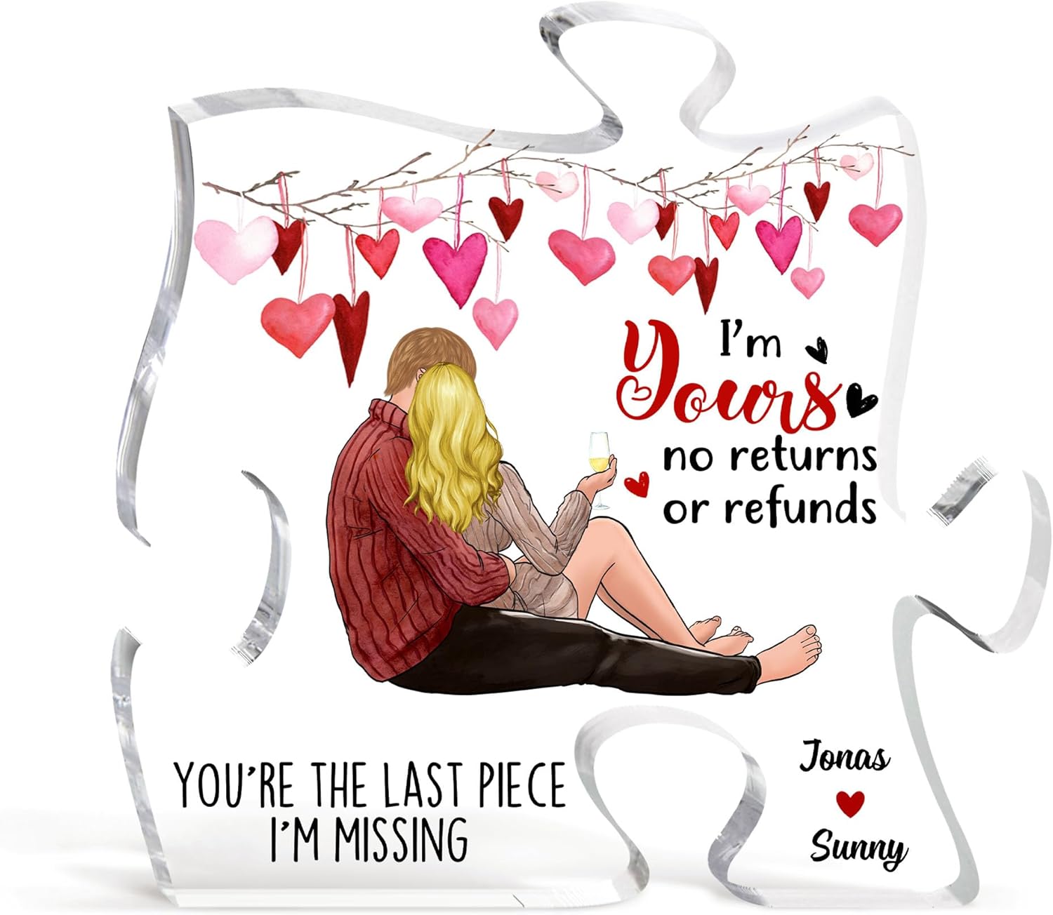 Amazon.com: Gossby Personalized Couple Acrylic Puzzle Desktop Plaque ...