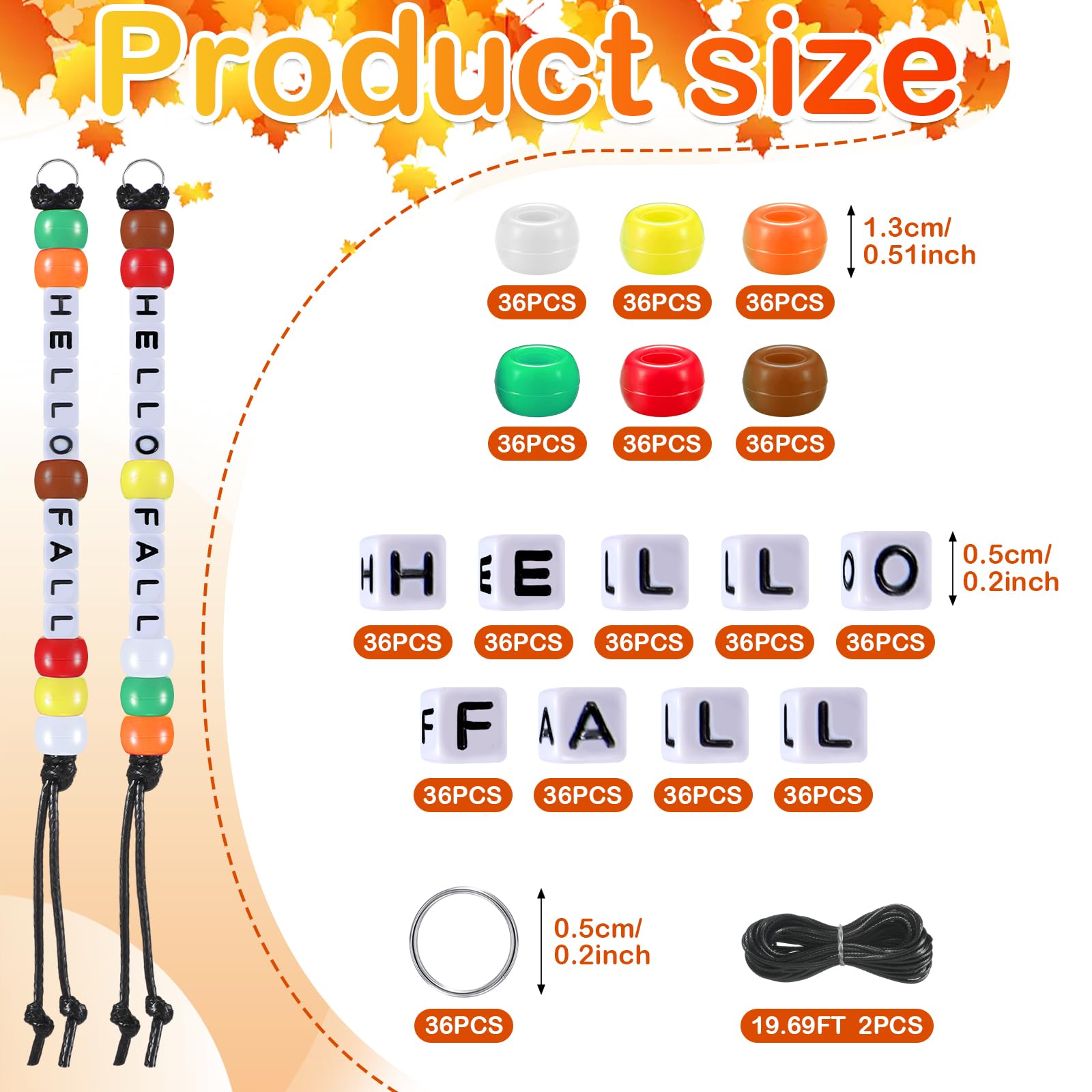 Snapklik.com : 36 Set Fall Beads Keychain Crafts For Kids Autumn DIY ...