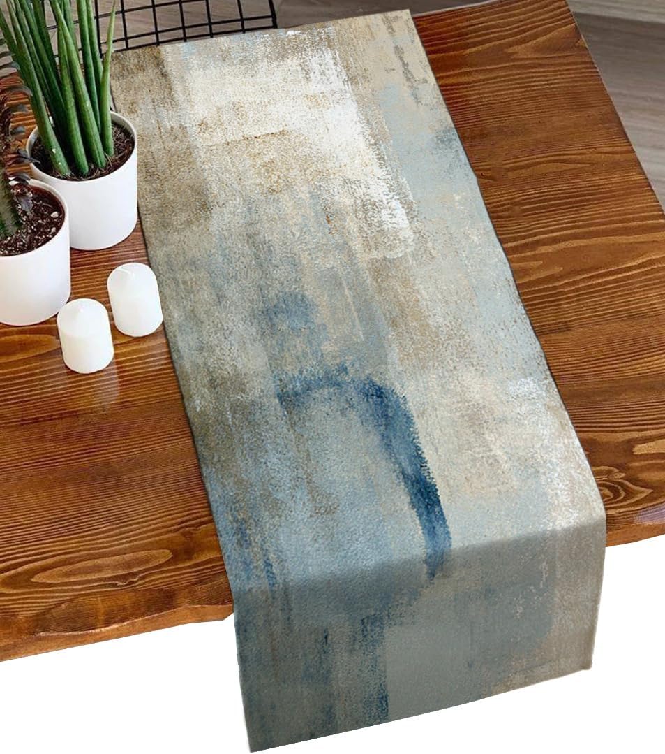 Amazon.com: Abstract Painting Table Runner 36 Inches Short,Cotton Linen ...