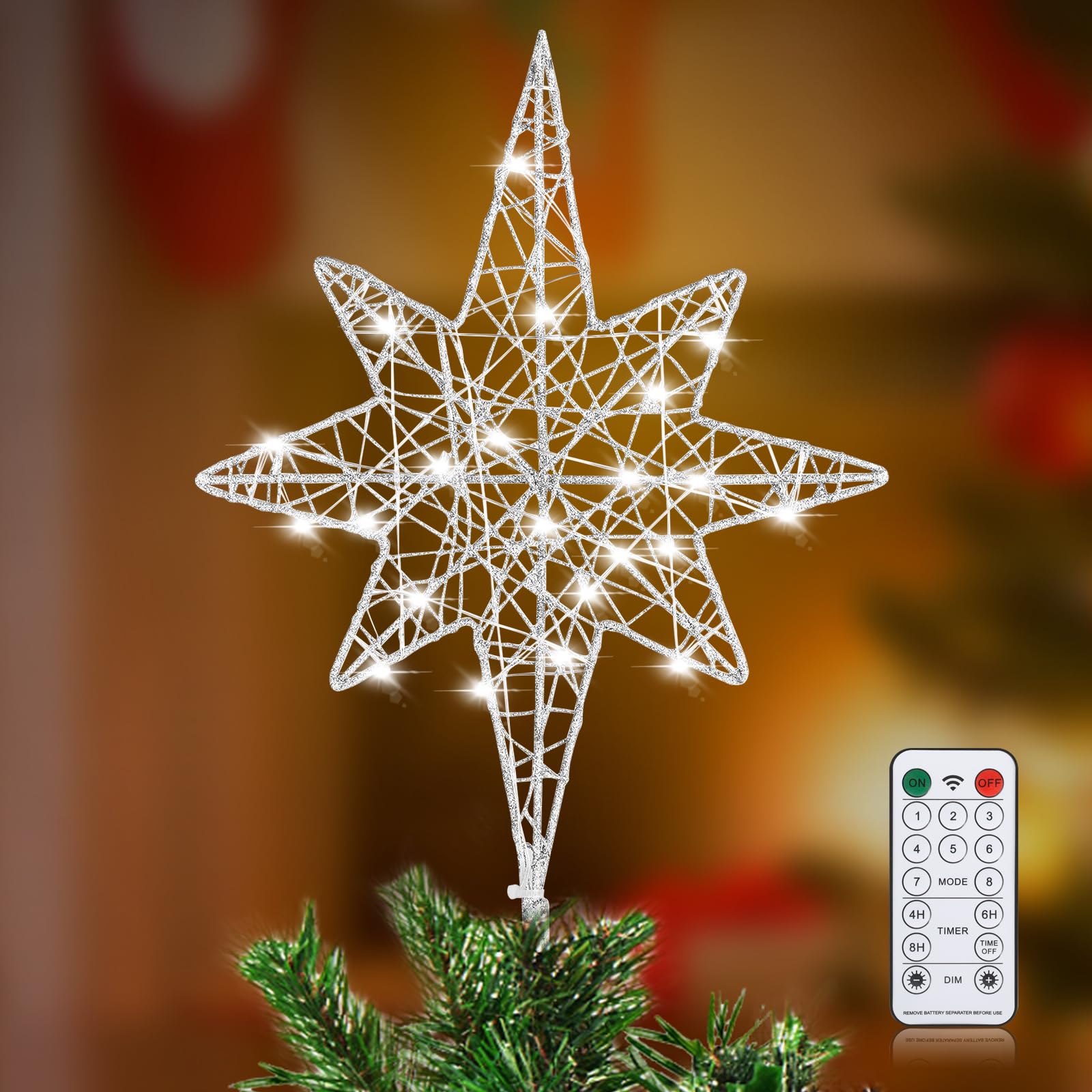 Amazon.com: Qmioti Christmas Star Tree Topper, 12 Inch Lighted ...