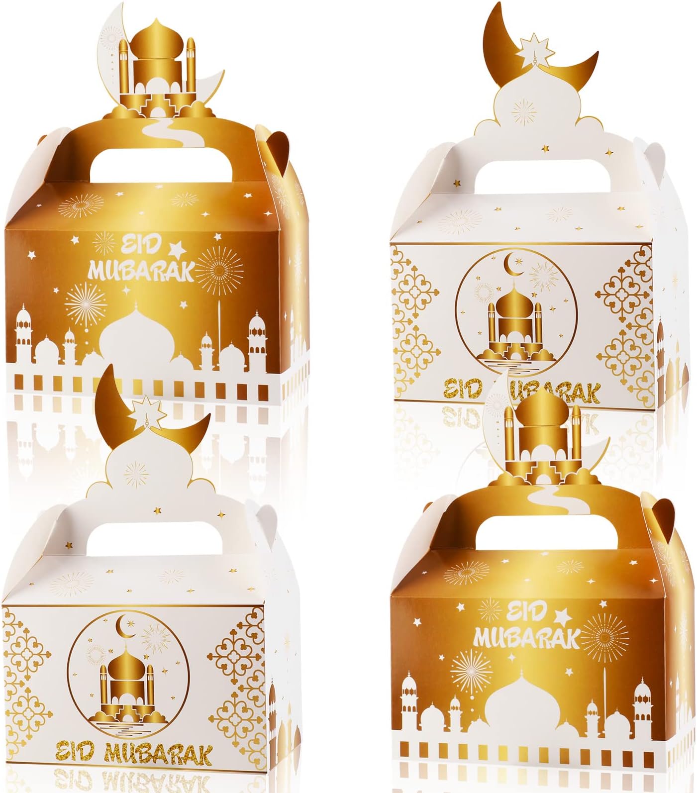 DPKOW 12pcs Aïd Mubarak Boîtes à Cadeaux Gâteries, Or Blanc Papier ...