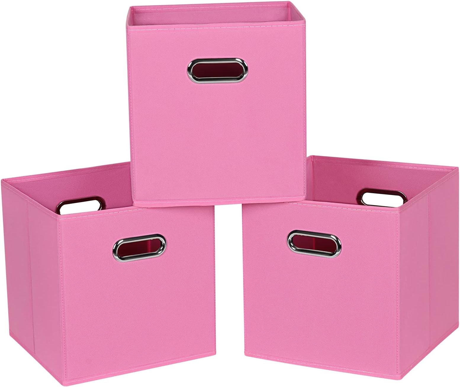 Amazon.com: SHACO 3 Pack Beige Woven Pattern Foldable Storage Cubes ...