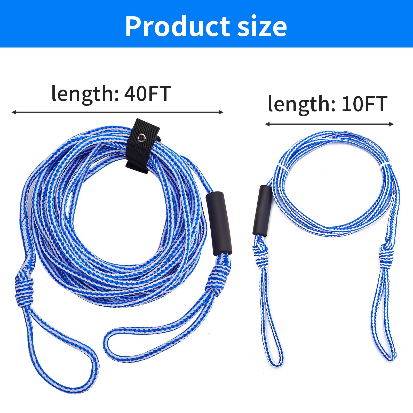 Snapklik.com : Tow Rope For Tubing 3 Sections 40FT+10FT+10FT, Heavy ...