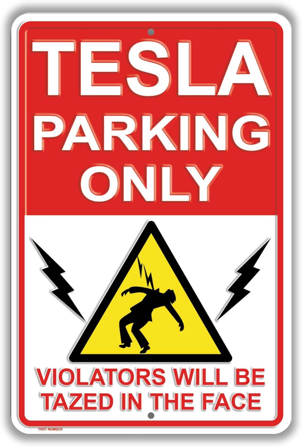 Amazon.com: TESLA PARKING ONLY SIGN | Funny Embossed Aluminum 12 x 8 ...
