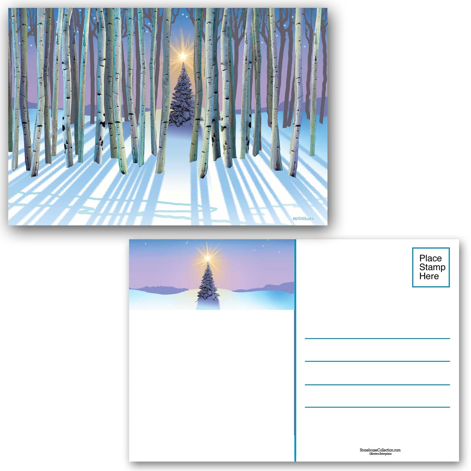 Amazon.com : Stonehouse Collection| Forest Trees Christmas Postcards ...