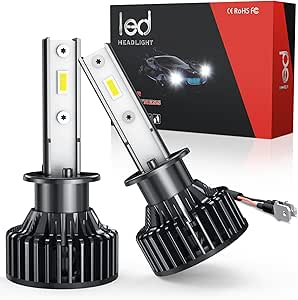 Focos Led H1 Alta y Baja, Ligutec Aluminio H1 Faros Led Para Auto 18000LM 400% Luminosidad 80W ...