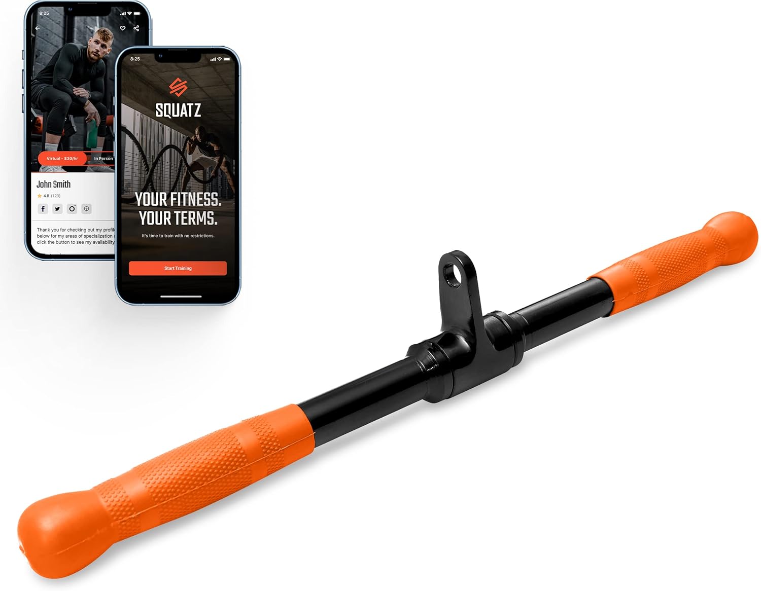 Amazon.com : SQUATZ LAT Straight Pull Down Bar - Non-Slip Handles Cable ...