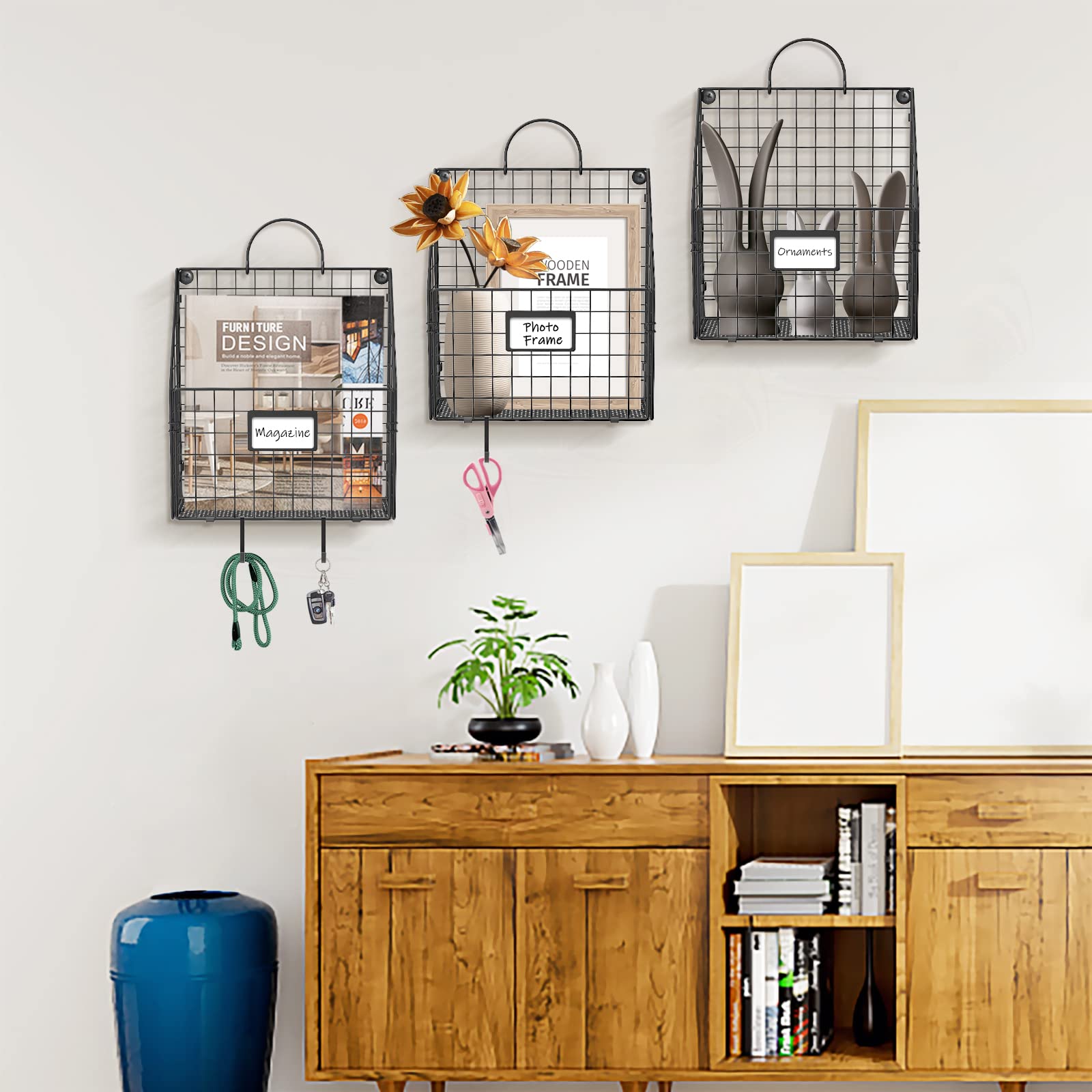 Yuzehuaza Hanging Wall File Organizer Metal Wall Mounted File Holder ...