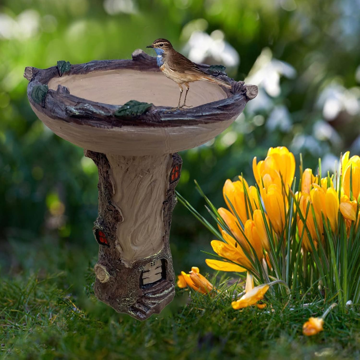 Amazon.com: Bird Bath, Outdoors Garden Bird Baths, Brown Pedestal ...