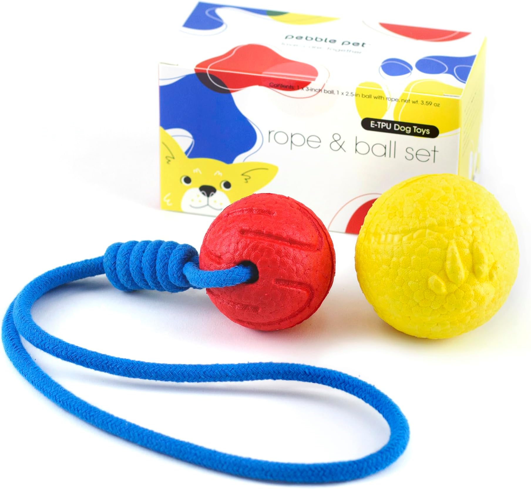 Pet Supplies : PEBBLE PET Dog Toy Ball Set, 3in Fetch Ball, 2.5in Ball ...