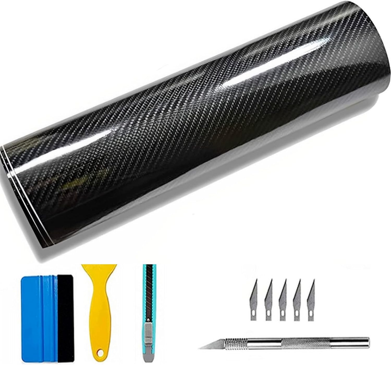 Amazon.com: 6D Black Carbon Fiber Vinyl Wrap Roll (1ft x 5ft) with ...