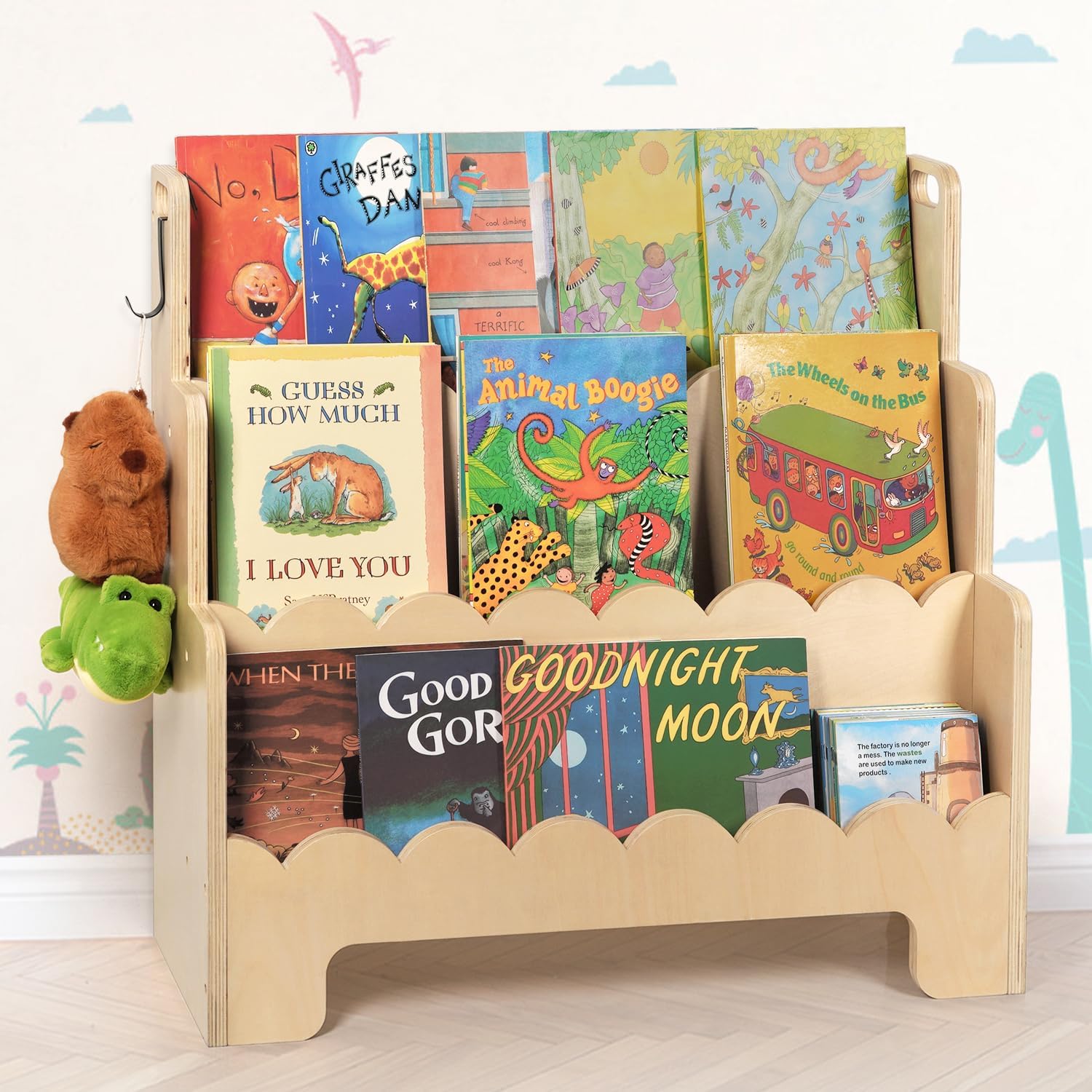 Amazon.com: Wooden Kids Bookshelf w/Scalloped Edges - Perfect Height 3 ...