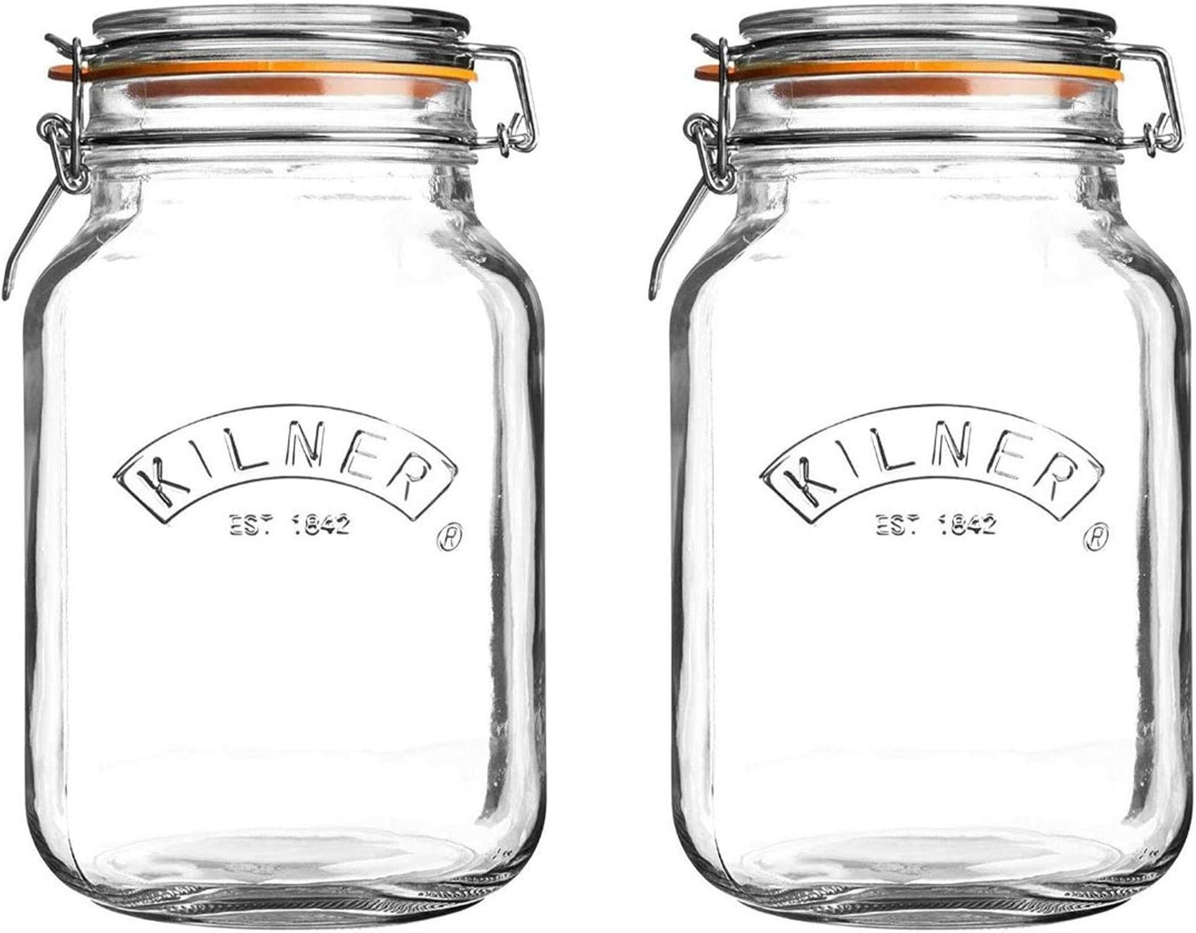 Kilner 2.2 Litre Facetted Clip Top Spaghetti Dispenser Airtight Glass ...