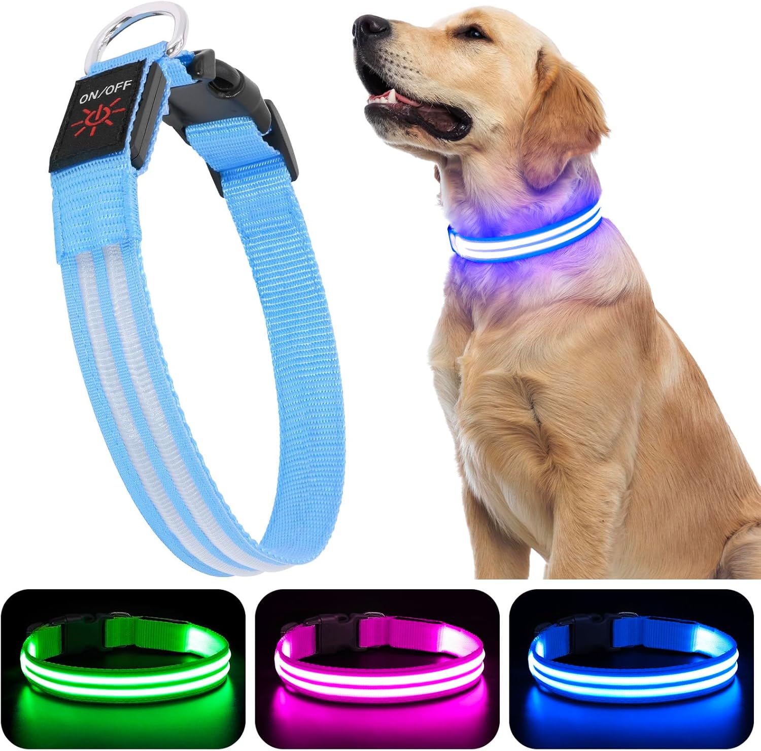Dolitego Collares de perro iluminados Collar de perro LED recargable ...