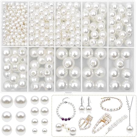 Amazon.com: 100Pcs 20mm White Pearl Beads,Loose Pearl Spacer Beads with ...