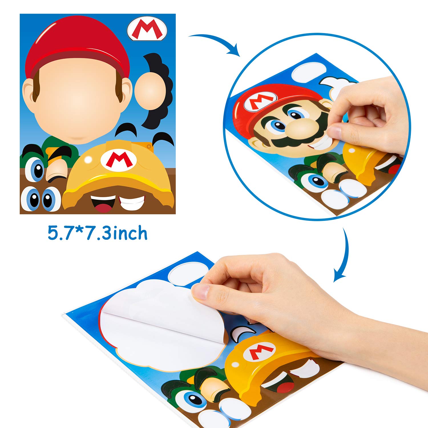 36PCS Mario Make a Face Stickers Themed Party Supplies Face Sticker ...