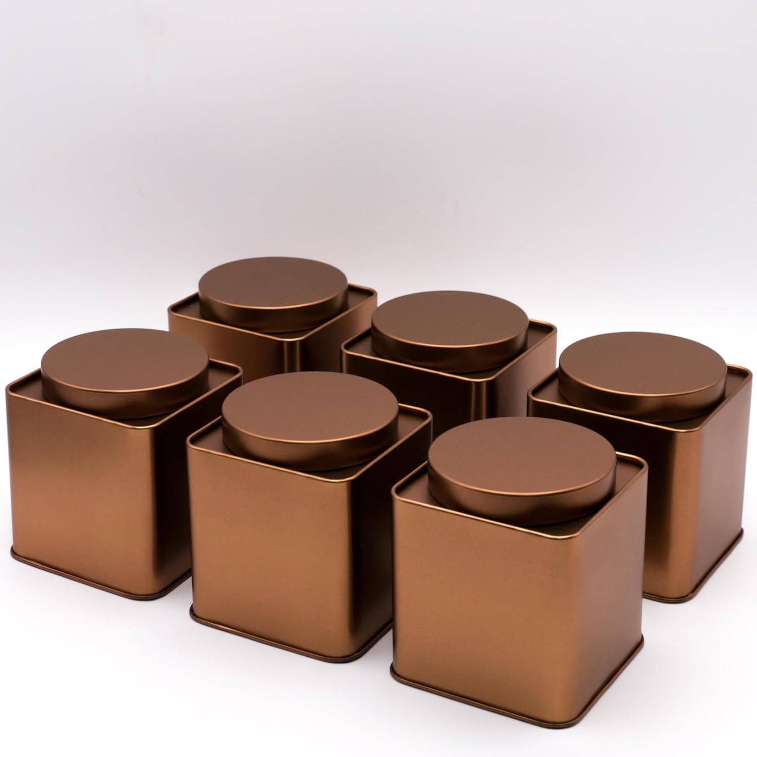 Dosenritter | 6x copper-coloured square tea tin/storage tin, stackable ...