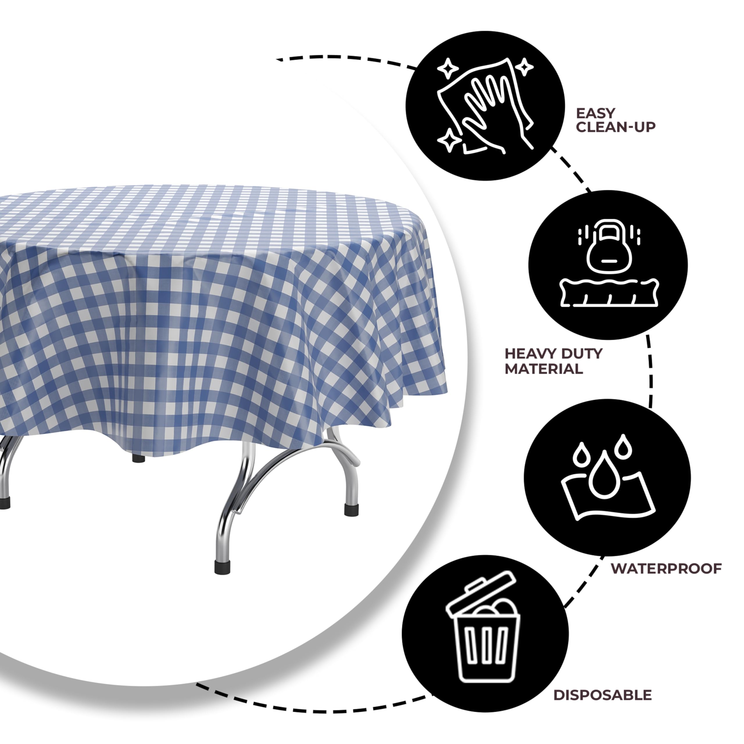 Snapklik.com : Picnic Table Cover - 6 Pack Premium Round Plastic ...