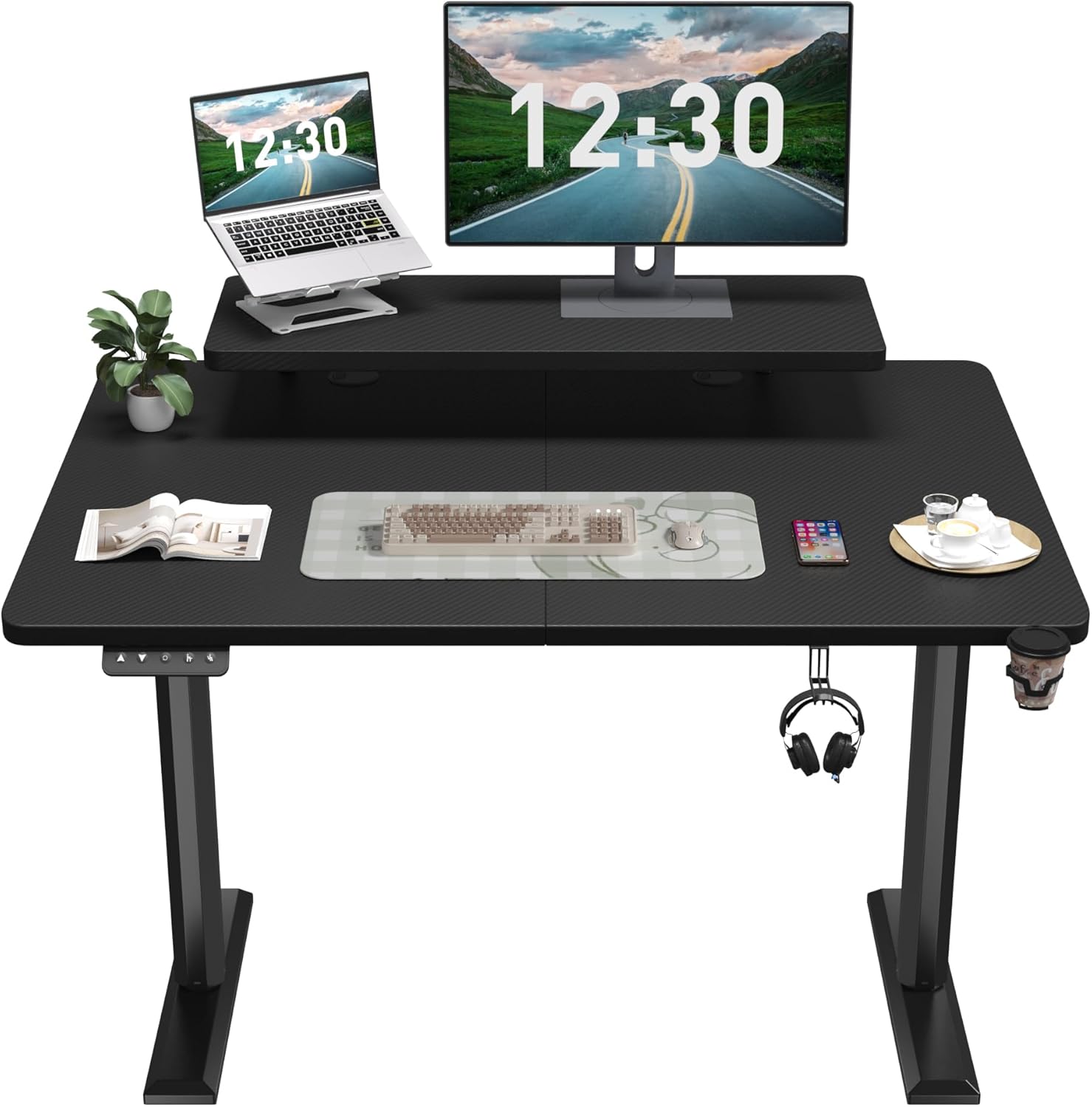 Amazon.com: Furmax Electric Standing Desk with Monitor and Laptop ...