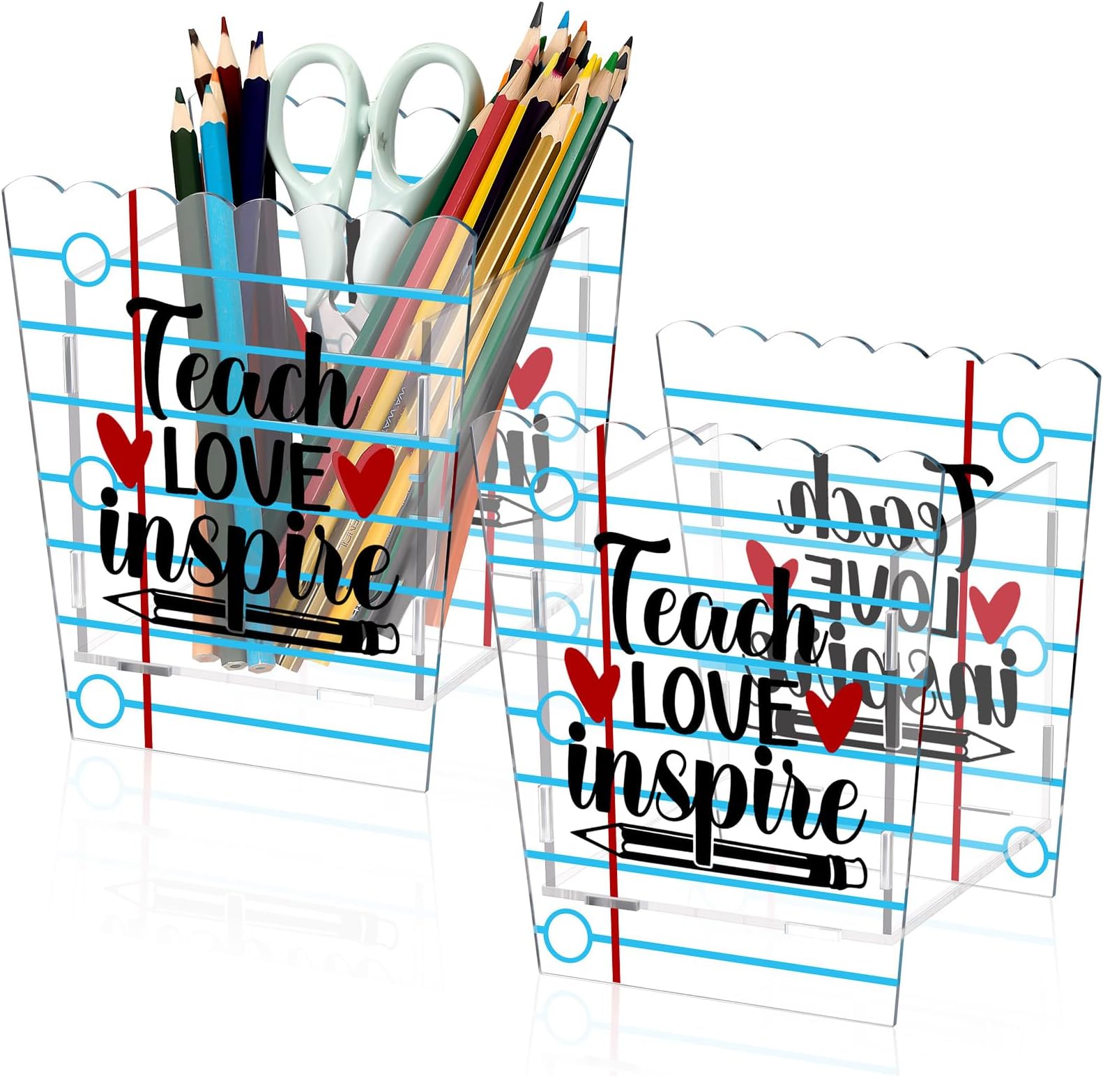 Amazon.com: 6 Pcs Pencil Shaped Pen Holders Wooden Desk Pen Pencil ...
