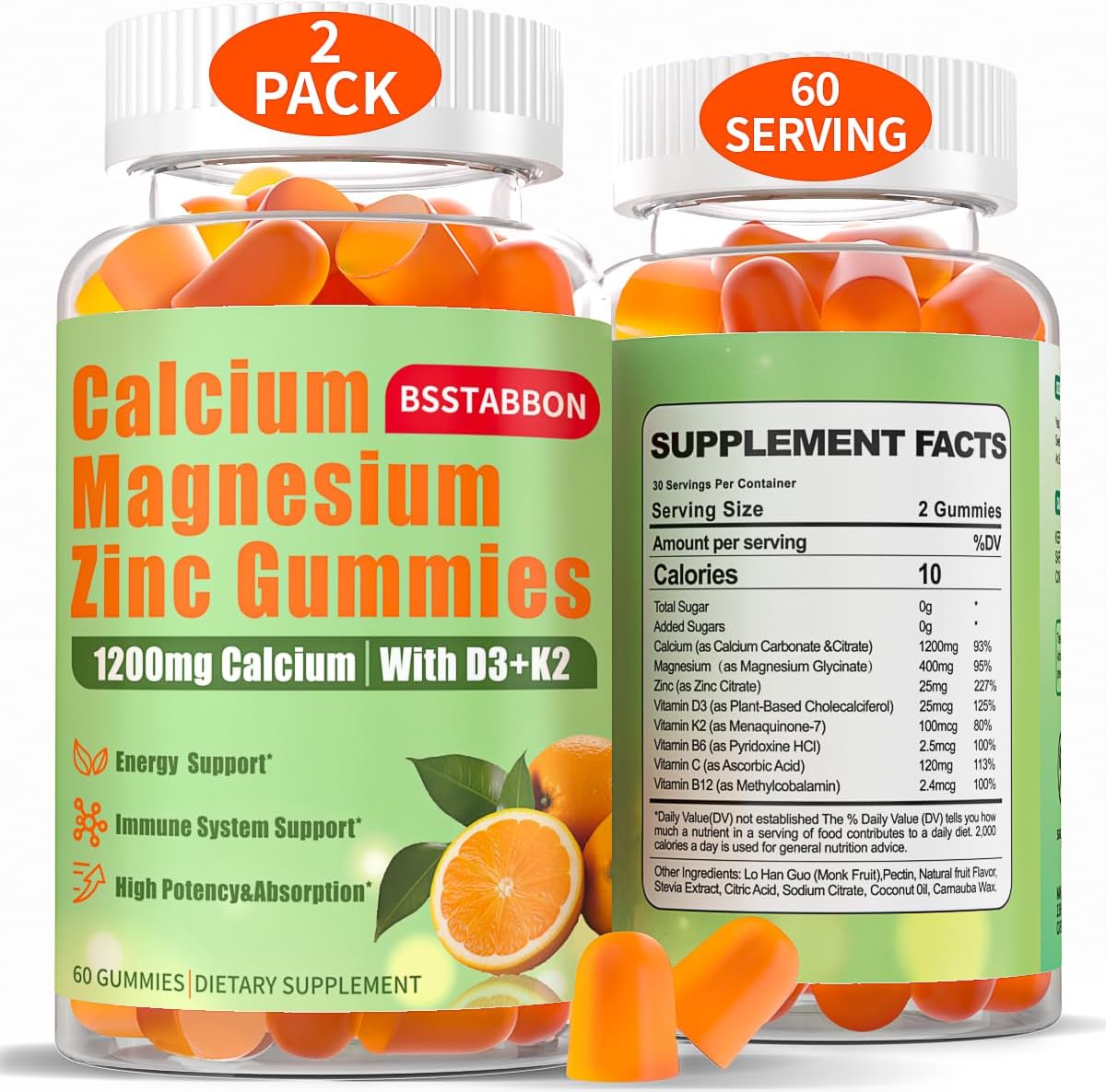 Amazon.com: Calcium Magnesium Zinc Gummies for Adult: 1200mg Calcium ...