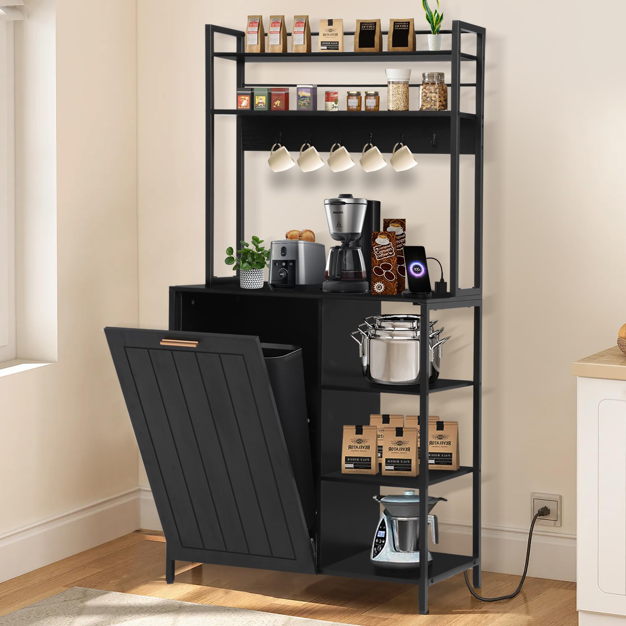 Amazon.com - MAIBH Kitchen Bakers Rack with Power Outlets, Microwave ...