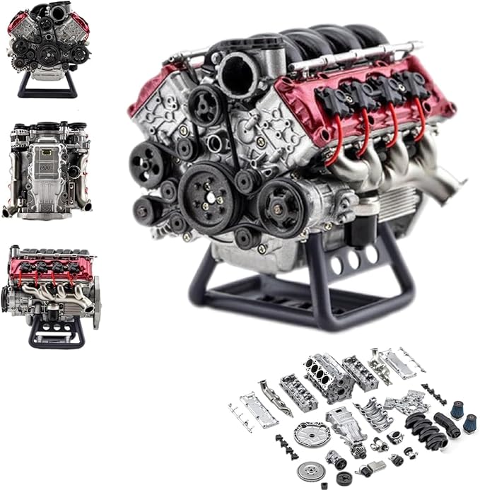 Model Engine Kit for Adults, V8 Engine Model Kit, Mini Engine Kit That ...