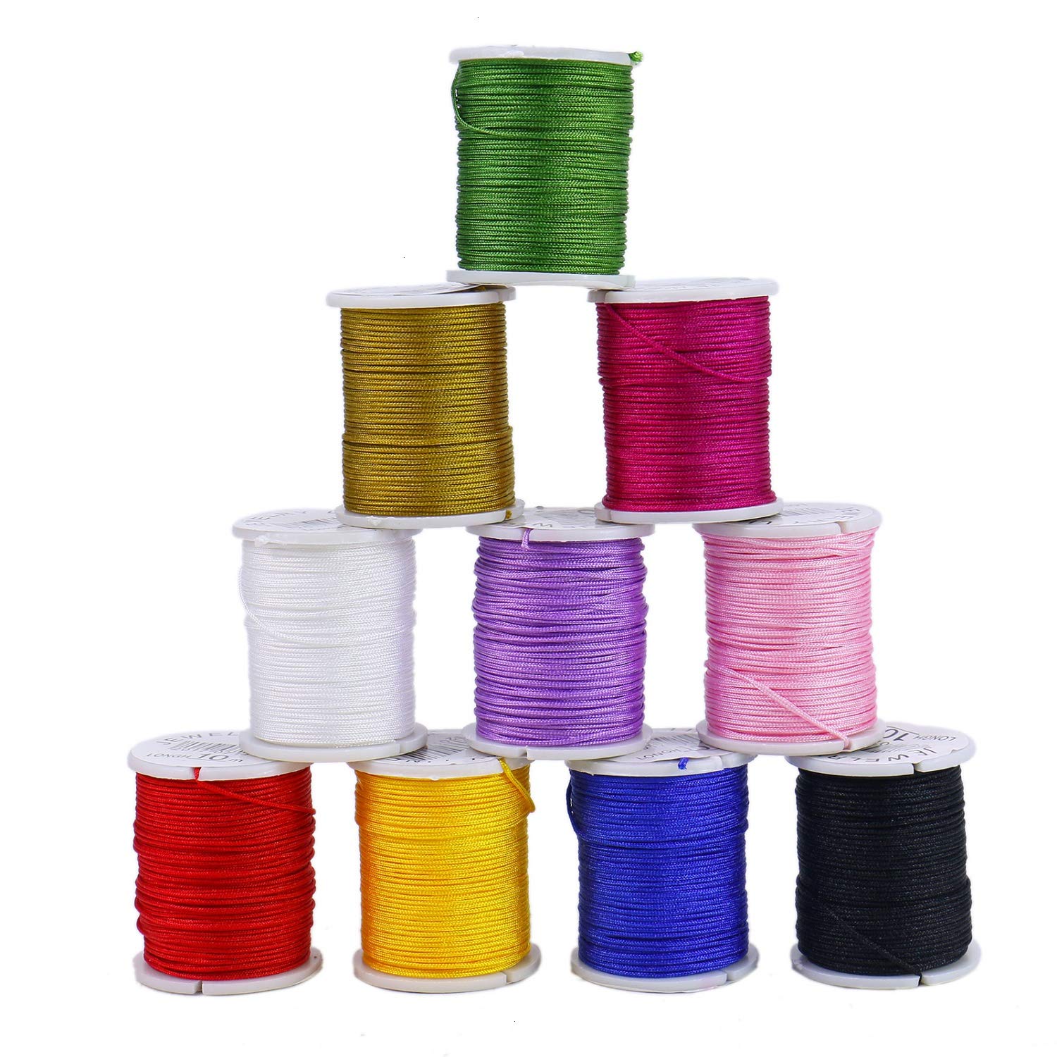 Monrocco Jewelry Nylon Cord, 10 Rolls 1mm Chinese Knotting Cord Nylon ...