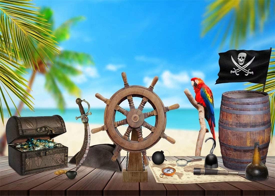 Amazon.com : BELECO 7x5ft Fabric Pirate Backdrop for Photography Beach ...