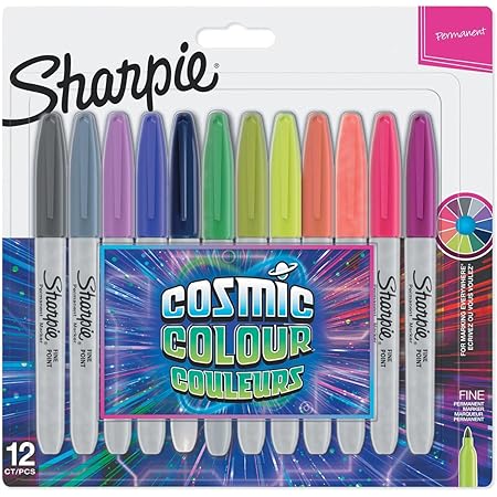 Sharpie Cosmic Colors Permanent Markers, Fine Point, Assorted Colors ...