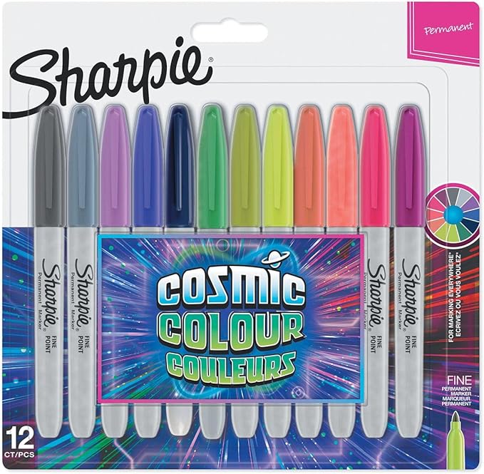 Sharpie Cosmic Colors Permanent Markers, Fine Point, Assorted Colors ...