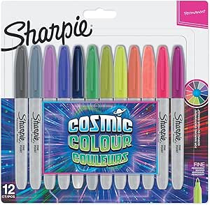 Sharpie Cosmic Colors Permanent Markers, Fine Point, Assorted Colors ...