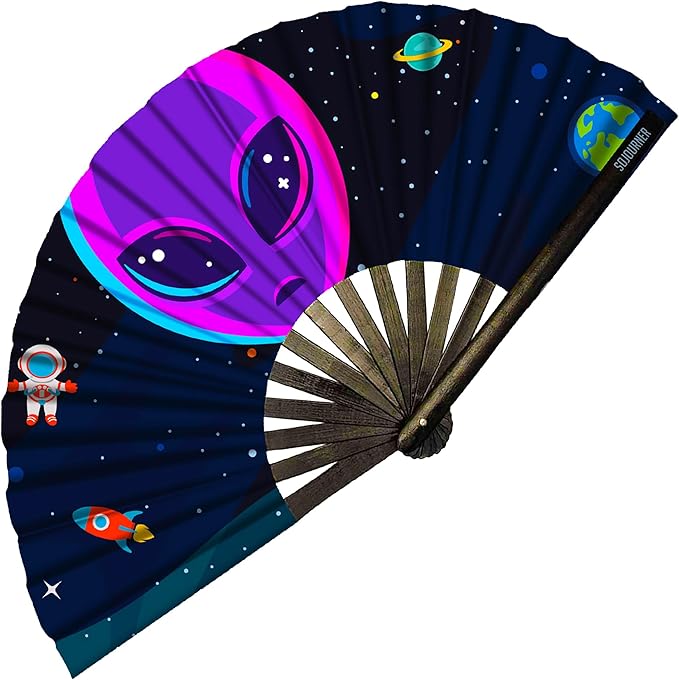 Amazon.com: SoJourner Bags Alien Rave Fan - Large Folding Clack Fan for ...