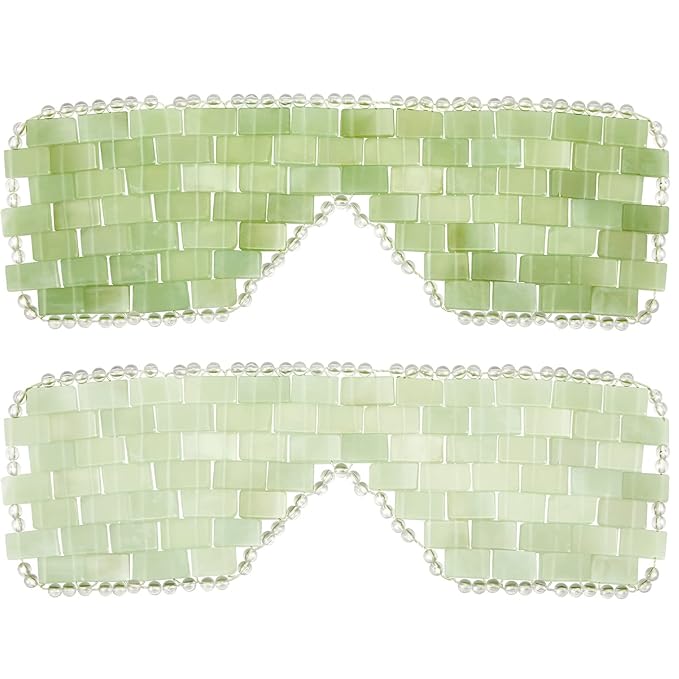 Amazon.com : Hercicy 2 Pcs Jade Eye Mask Green Jade Stone Facial ...