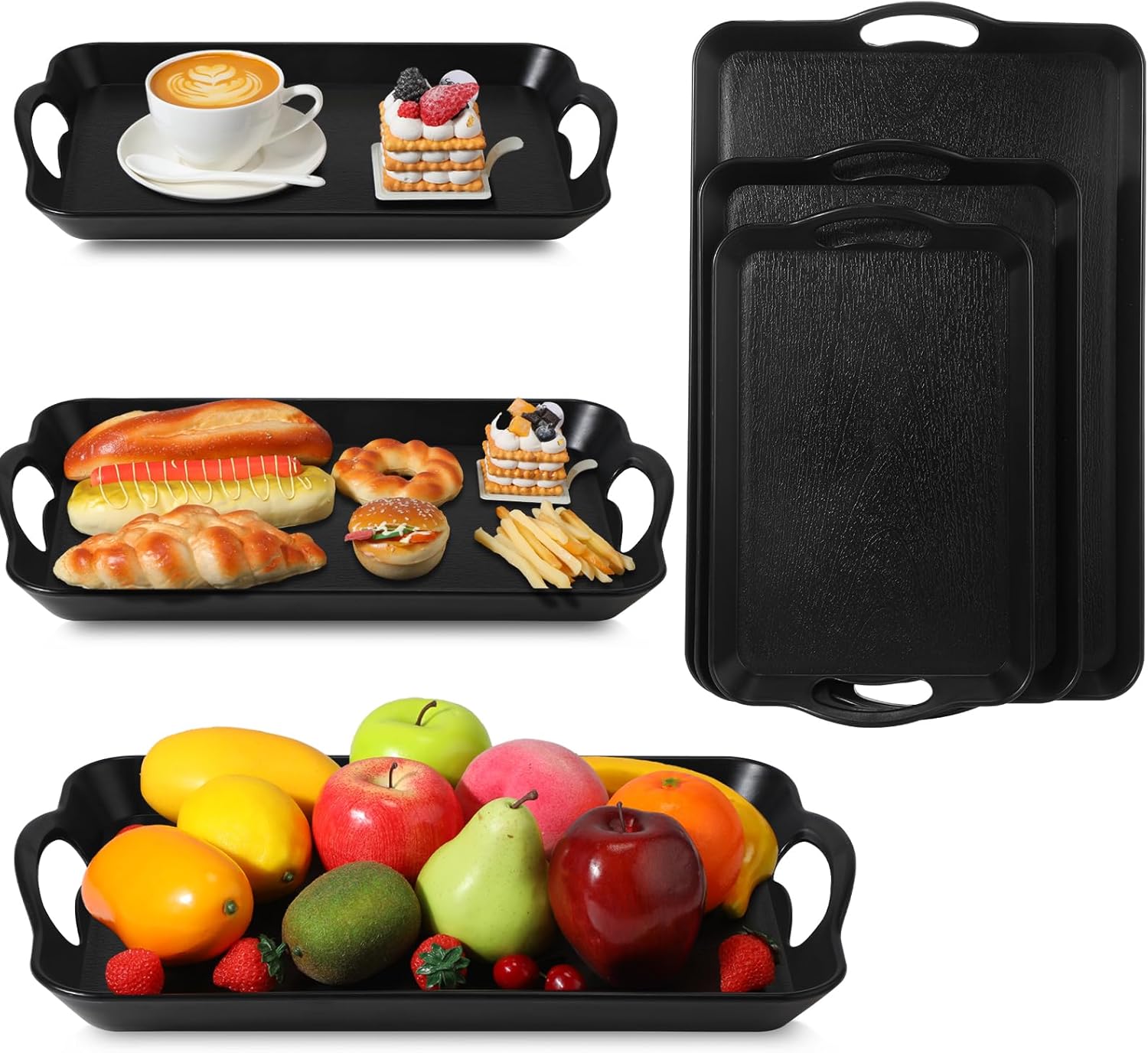 Amazon.com | Hushee 6 Pcs Large Food Serving Tray with Handles Mixed ...
