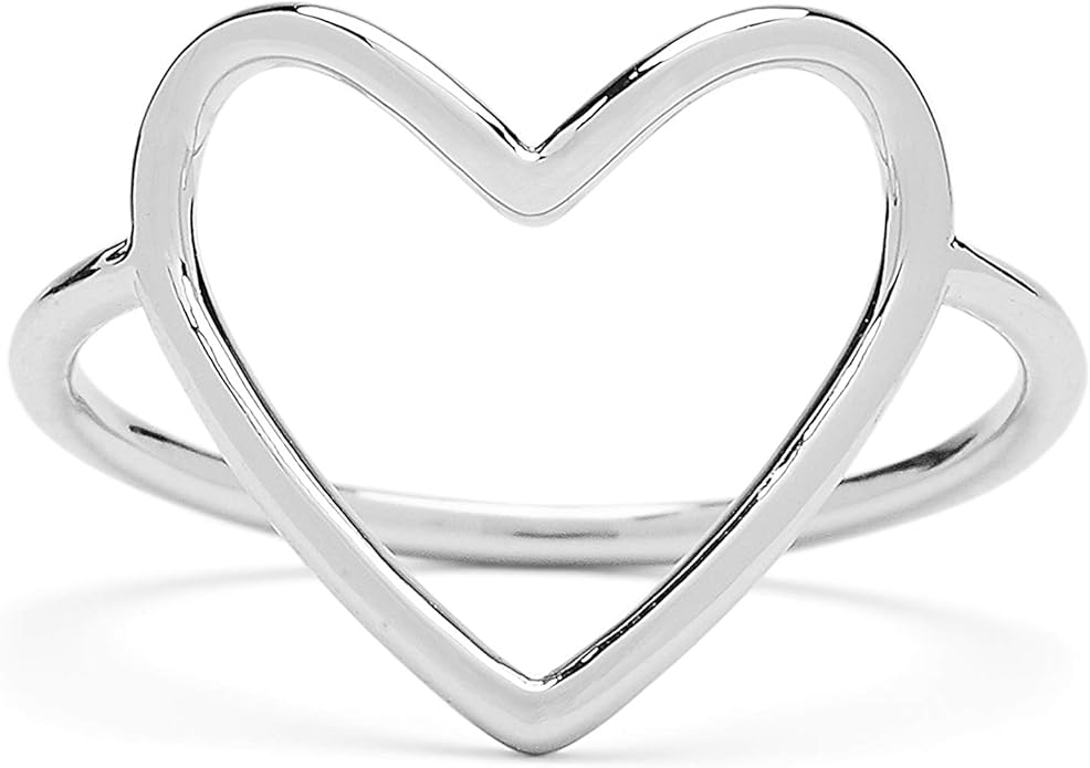 Pura Vida Silver-Plated Statement Big Heart Stackable Ring - Brass Band, Stylish Design - Size 7 ...
