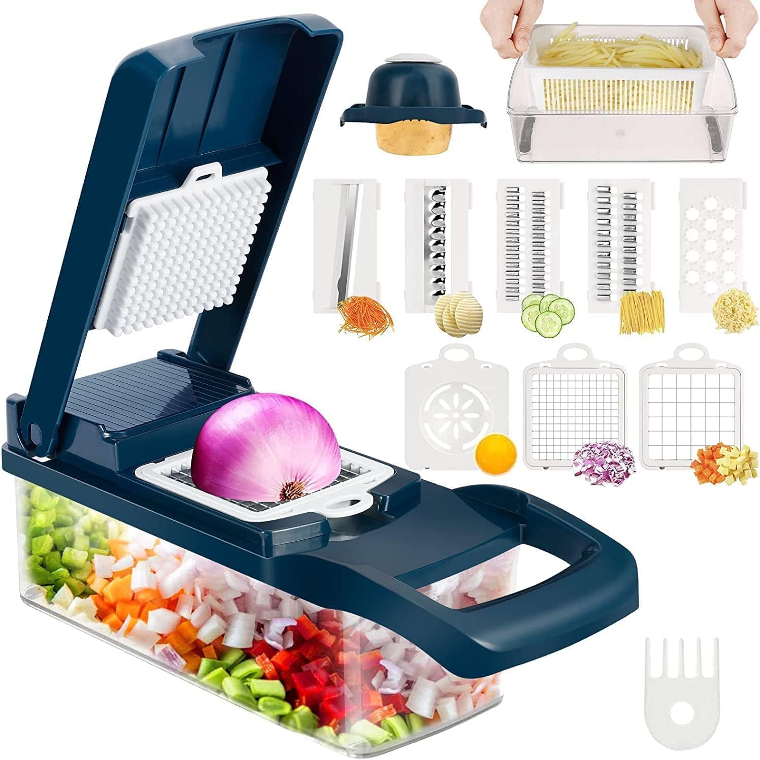 REXTEK 12 in 1 Vegetable Cutter Chopper Mandolines Slicer All Types of ...